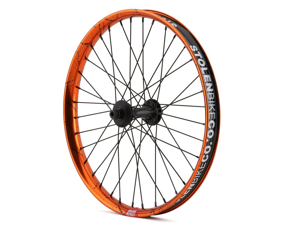 20" RAMPAGE PRO STREET FRONT FEMALE AXLE WHEEL, ORANGE / BLACK SPLATTE ...