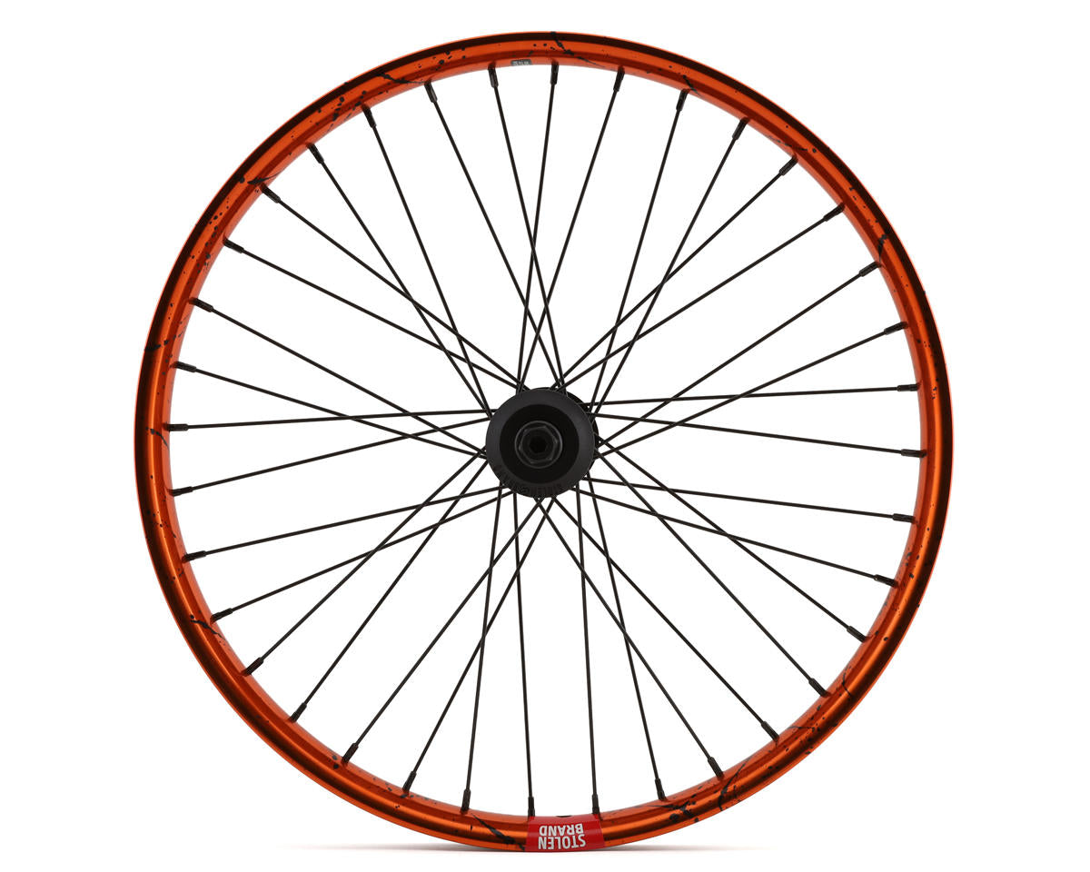 20" RAMPAGE PRO STREET FRONT FEMALE AXLE WHEEL, ORANGE / BLACK SPLATTE ...